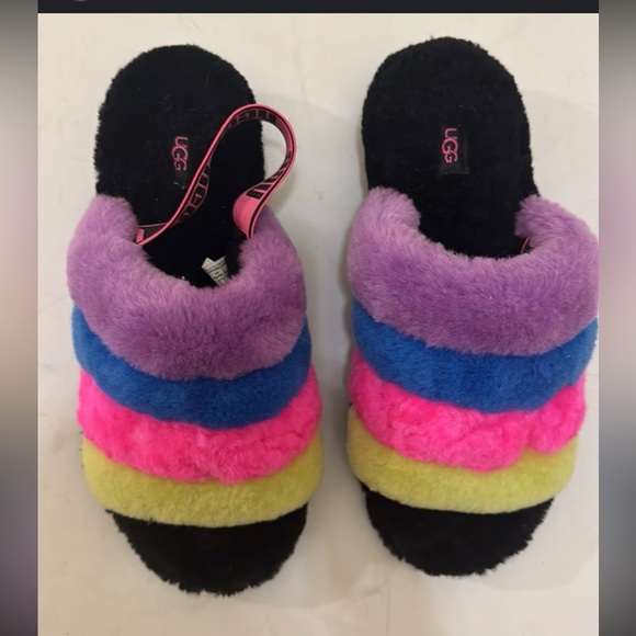 UGG | Shoes | Ugg Multicolor Fluffy Mules | Poshmark